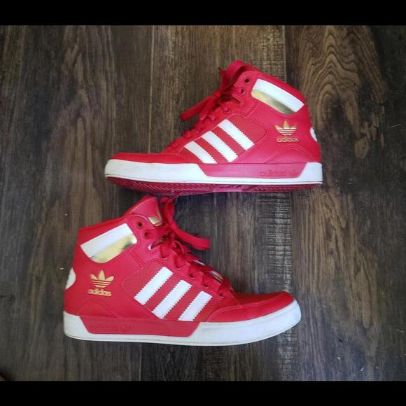 Shoes | Mens Hard Court Red Gold Hi Top Adidas | Poshmark